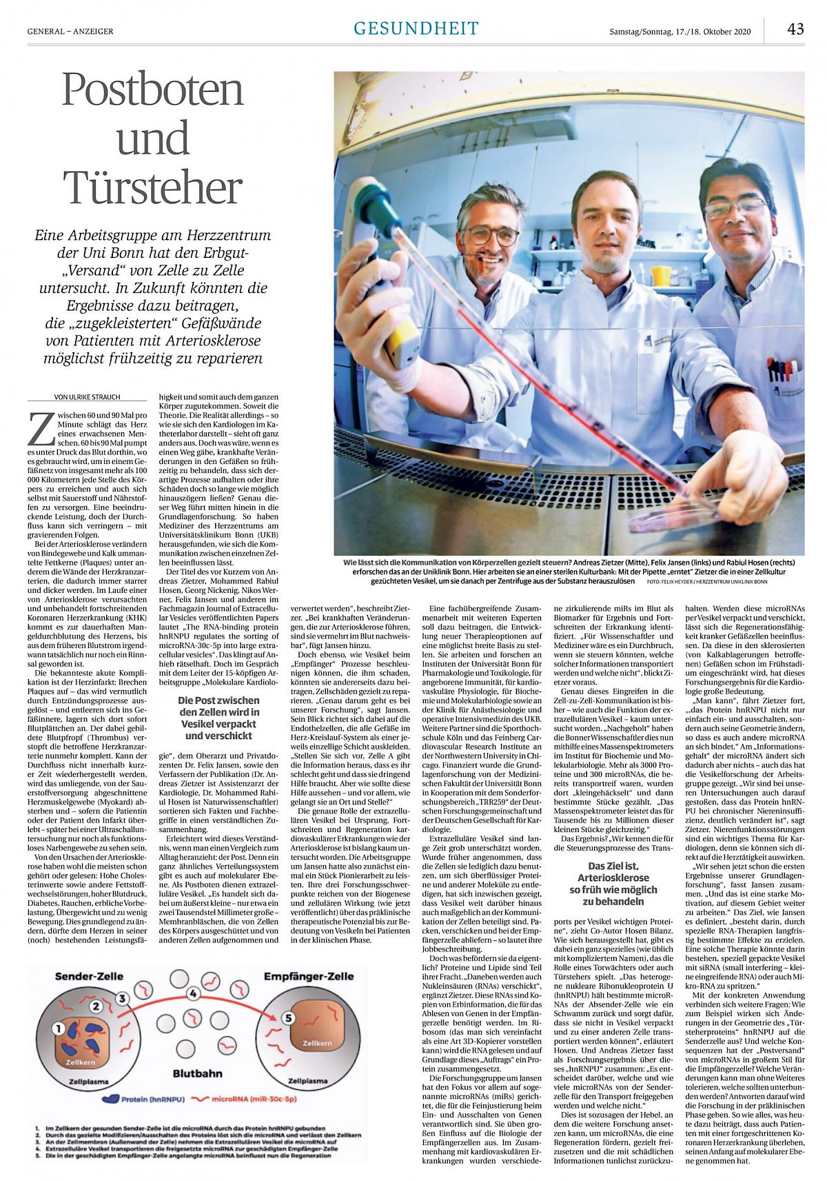 Große Zeitungs-Reportage über die Vesikel-Forschung im Herzzentrum des ...